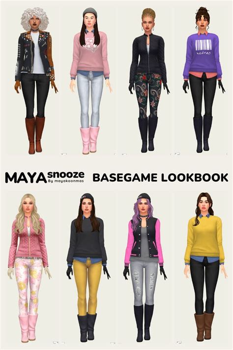 Sims4 TS4 LOOKBOOK IDEA In 2024 Cute Sims 4 Base Game Outfits Sims 4