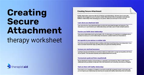 Creating Secure Attachment Worksheet Therapist Aid