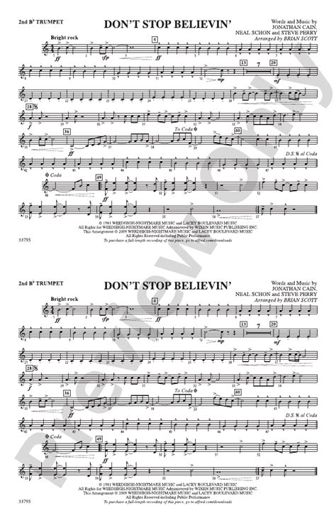 Don T Stop Believin Nd B Flat Trumpet Nd B Flat Trumpet Part