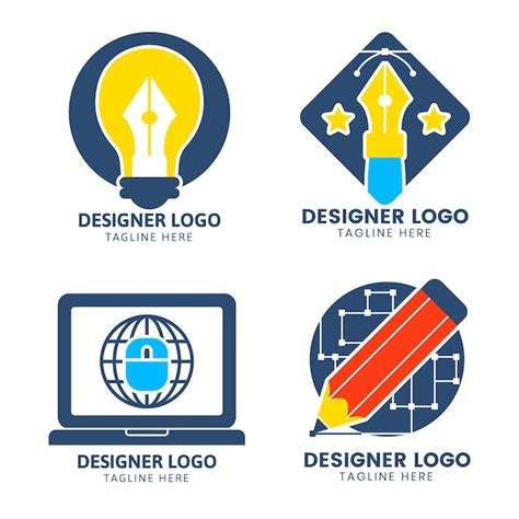 Conjunto De Logotipo De Designer Gr Fico De Design Plano Vetor Gr Tis