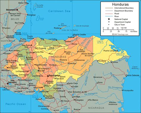 Mapa cartográfico de Honduras Mapa de Honduras