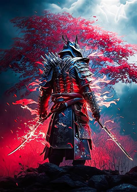 Japanese Samurai Poster Picture Metal Print Paint By