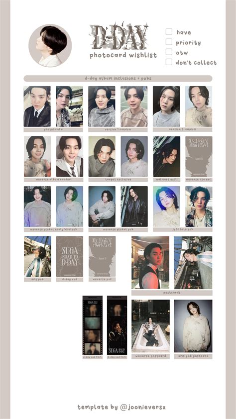 UPDATED Bts Agust D D Day Album Inclusions Pobs Photocard Wishlist
