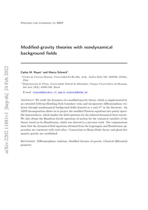 pdf modified gravity theories with nondynamical background fields