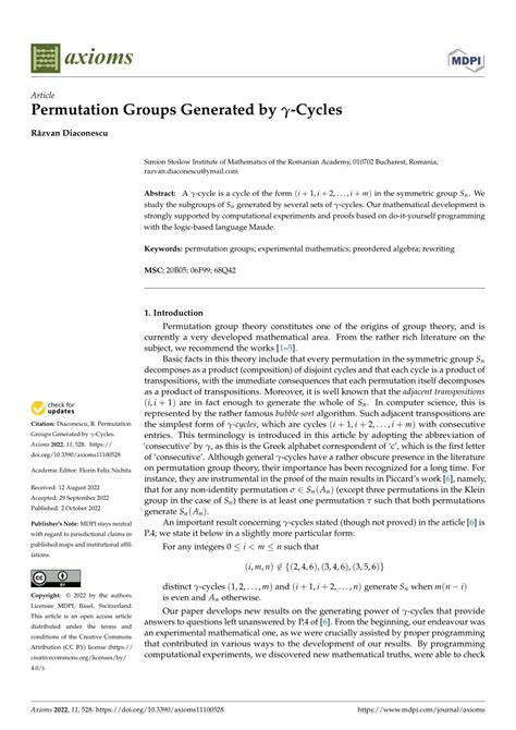 pdf permutation groups generated by γ cycles