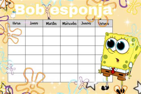 Bob Sponja Horario Para Imprimir Horarios Para Imprimir Ideas De