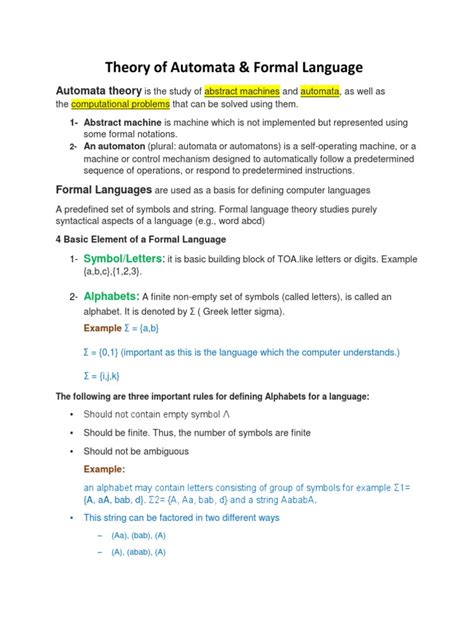 theory of automata lecture 1 pdf automata theory string computer science
