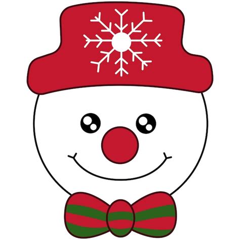 Ilustración de cara de muñeco de nieve con sombrero y lazo recurso