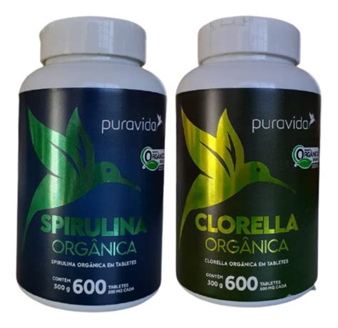 Kit Spirulina E Chlorella Org Nica Tabletes Pura Vida Nutribio
