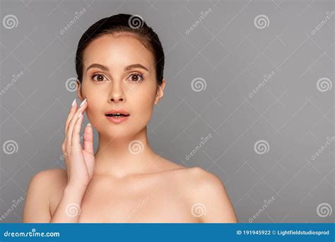 Berraschte Sch Ne Airbrush Nackte Menschen Mit Perfektem Stockfoto