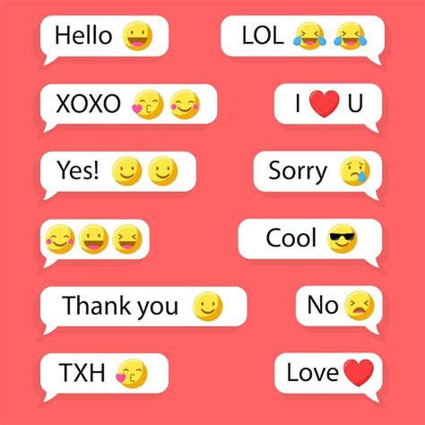 Ensemble De Bulle De Dialogue De Chat Avec Emoji Sourire Dans Un Design
