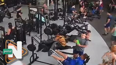 Aparelho de musculação cai sobre aluno em academia no interior do Ceará