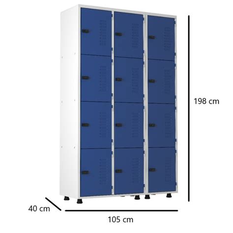 Armário Roupeiro Aço 12 portas Academia Guarda Volume Organizador