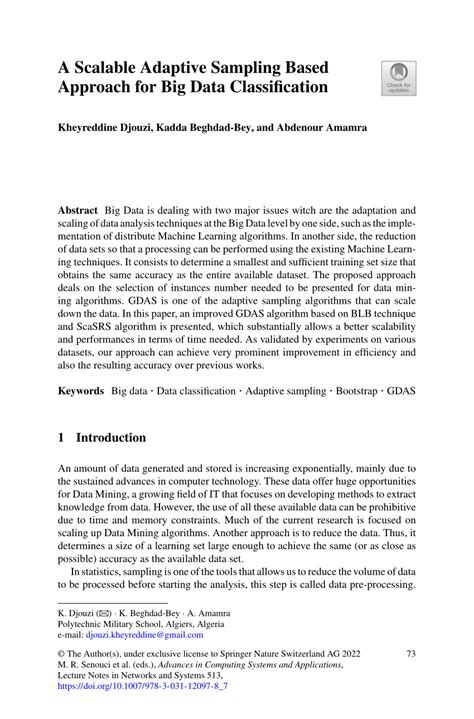 pdf a scalable adaptive sampling based approach for big data classification