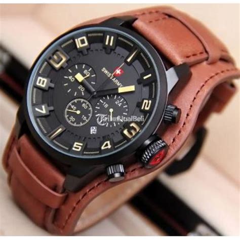 Jam Tangan Pria Swiss Army Chrono Aktif New Tali Kulit Harga Miring Di