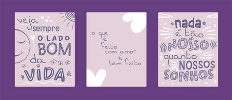 três pôsteres motivacionais em português brasileiro 4673619 Vetor no