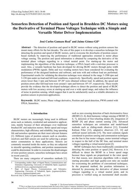pdf sensorless detection of position and speed in brushless dc · sensorless detection of