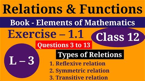 chapter 1 relations and function class 12 exercise 1 1 from elements of mathematics relations