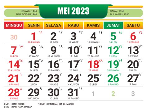 KALENDER JAWA MEI 2023 Dosenpintar
