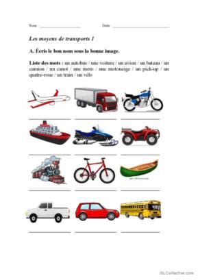 10 Transports Pratique du vocabulaire en général Pratique