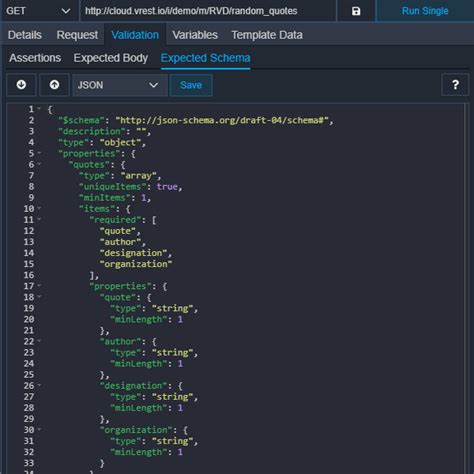 JSON Response Validation VREST NG Documentation