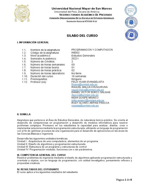 silabo programación y computación 2022 i pdf