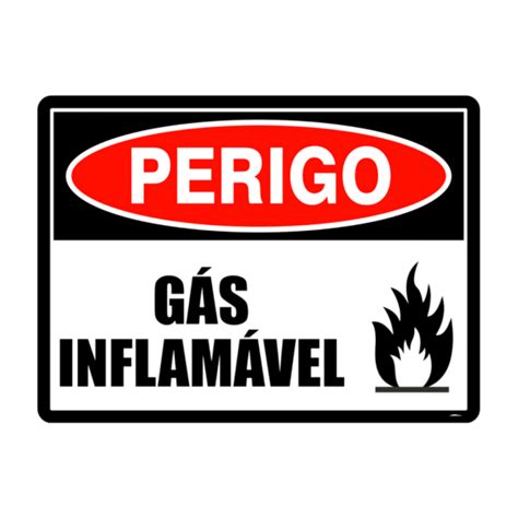 PLACA FOTOLUMINESCENTE PERIGO GÁS INFLAMÁVEL Sarita Extintores
