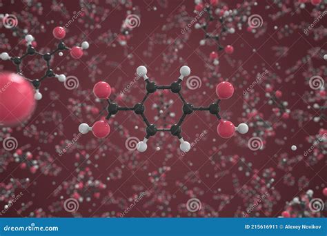 Modelo Molecular De Balandstick De Molécula De ácido Tereftálico