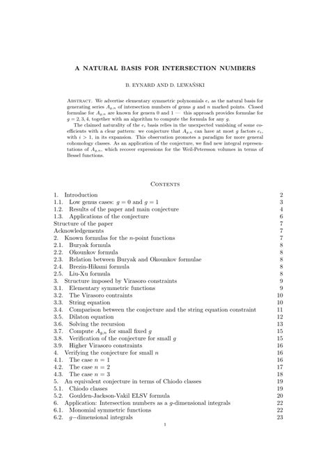 pdf a natural basis for intersection numbers