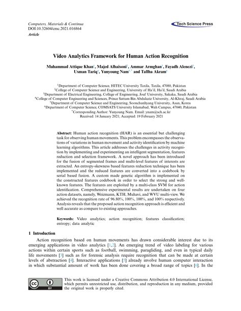 pdf video analytics framework for human action recognition