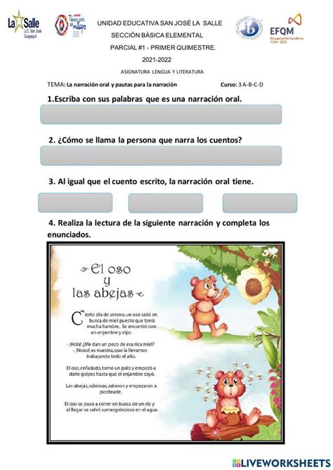 La Narraci N Oral Y Pautas Para La Narraci N Oral Interactive Worksheet