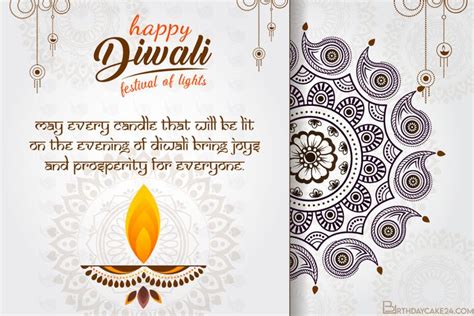 Happy Diwali Greeting Card With Diya Festival Lights Happy