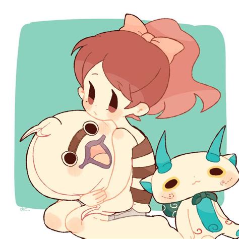 Komasan Whisper And Kodama Fumika Youkai Watch Drawn By Chiyoko