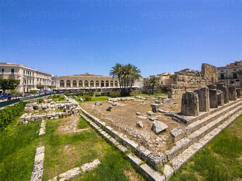 Italy Sicily Siracusa Temple Of Apollo Stock Photo