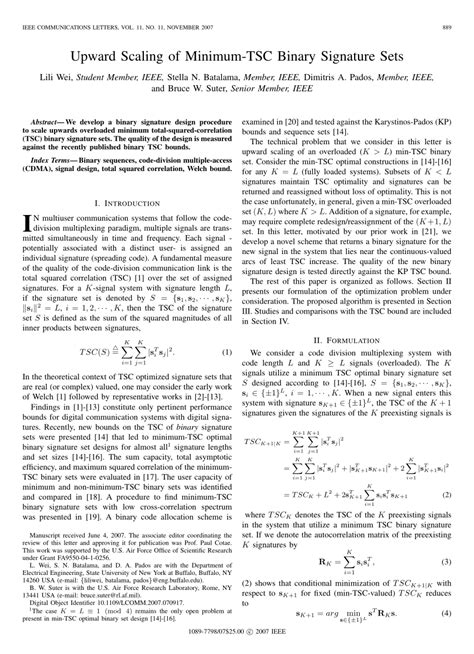 pdf upward scaling of minimum tsc binary signature sets
