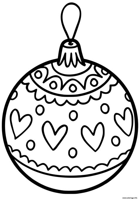 Coloriage Boule De Noel Pour Sapin Forme De Coeurs Jecolorie