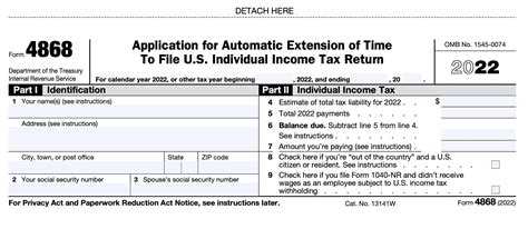 IRS Form 4868 Instructions Individual Tax Return Extension