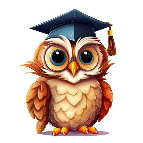 Premium Photo Cartoon Owl Wearing A Graduation Cap And Gown Generative Ai