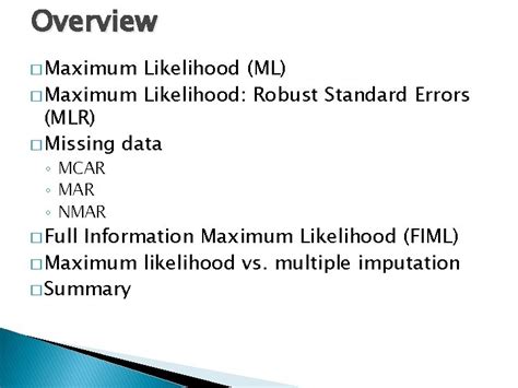 maximum likelihood missing data rachael bedford mplus longitudinal