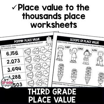 3rd Grade Place Value Review Worksheets Math Activity Bundle Rounding