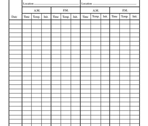 Daily Human Temperature Log Sheet