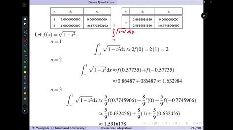 numerical integration 14 gauss quadrature youtube