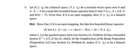 solved 9 let x lx be a banach space y i y be