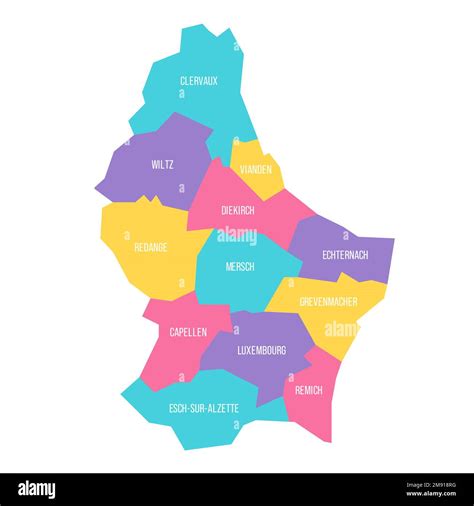 Luxembourg Political Map Of Administrative Divisions Cantons