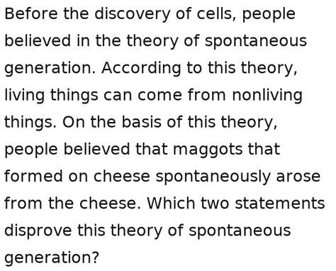 Solved Before The Discovery Of Cells People Believed In The Theory Of