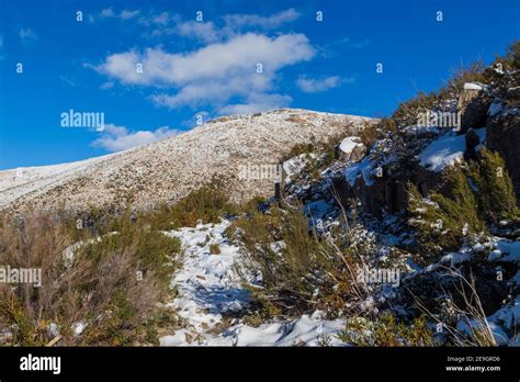 Winter Landscape With Snow In Mountains Of Serra Do Geres Natural Park