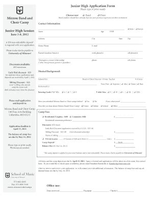 Choir Application Form Fill Online Printable Fillable Blank