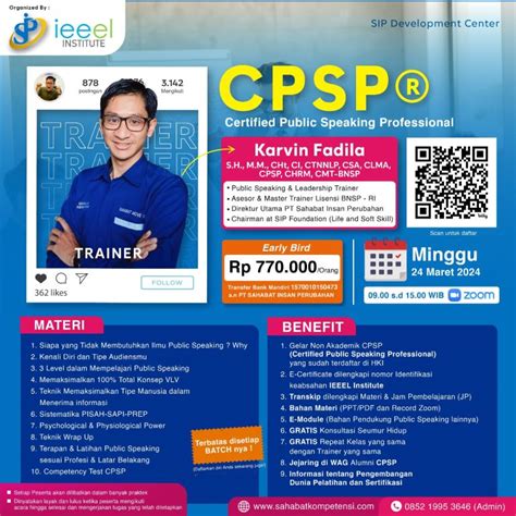 Pelatihan Certified Public Speaking Professional CPSP PT Sahabat