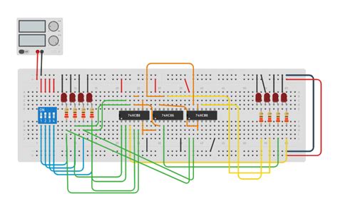 circuit design 2 bit binary multiplier tinkercad