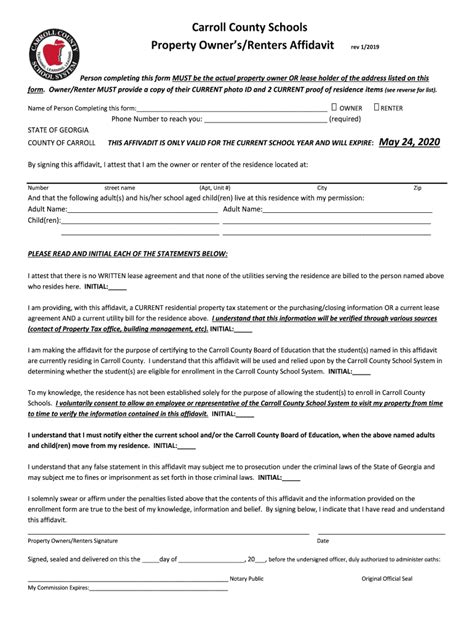Fillable Online Property Owners Renters Affidavit Fax Email Print